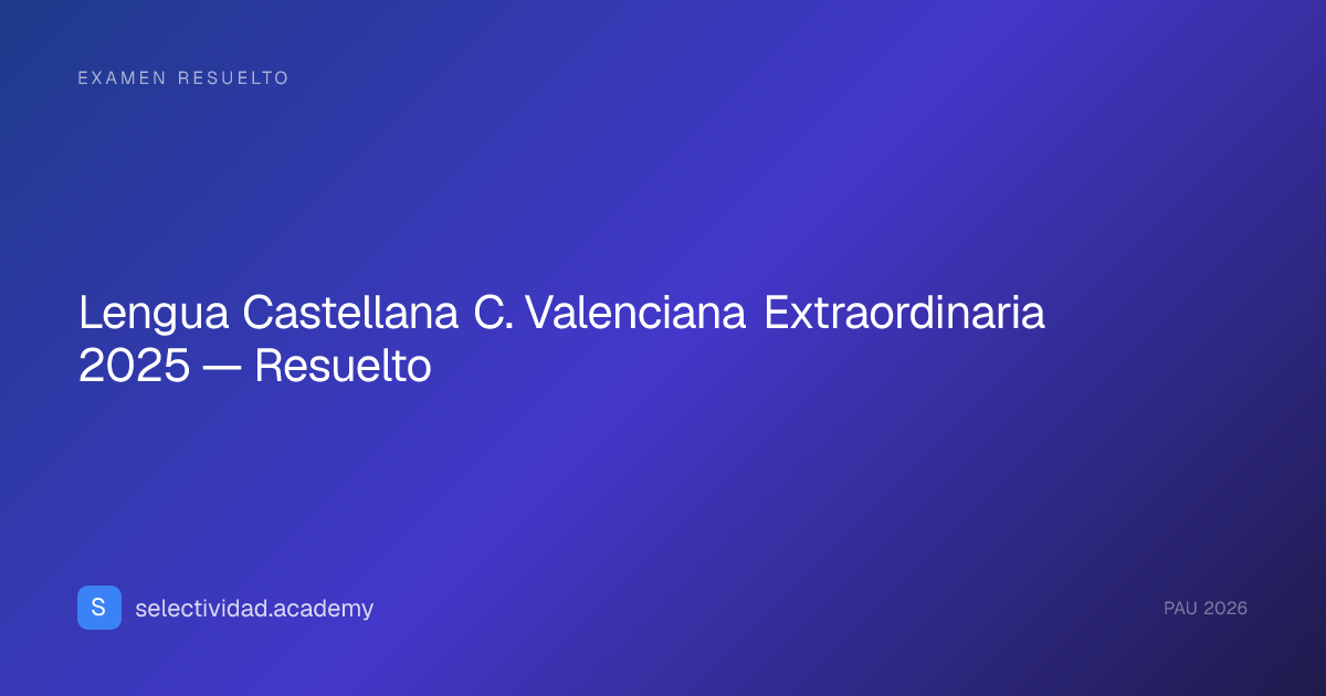Lengua Castellana C. Valenciana Extraordinaria 2025 Resuelto — Gratis